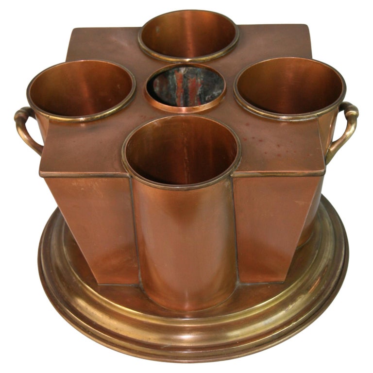Modern Geometric Brass and Copper Centerpiece/Wine Cooler For Sale at ...
