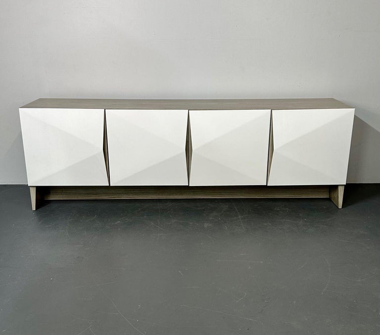 Modern Geometric Ceruse Oak Dresser, Sideboard, Cabinet, White ...