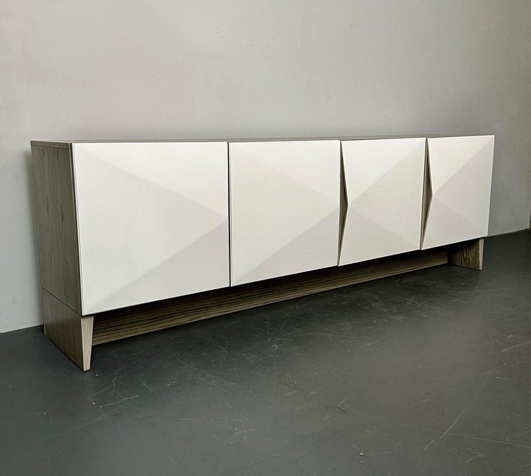 Modern Geometric Ceruse Oak Dresser, Sideboard, Cabinet, White ...
