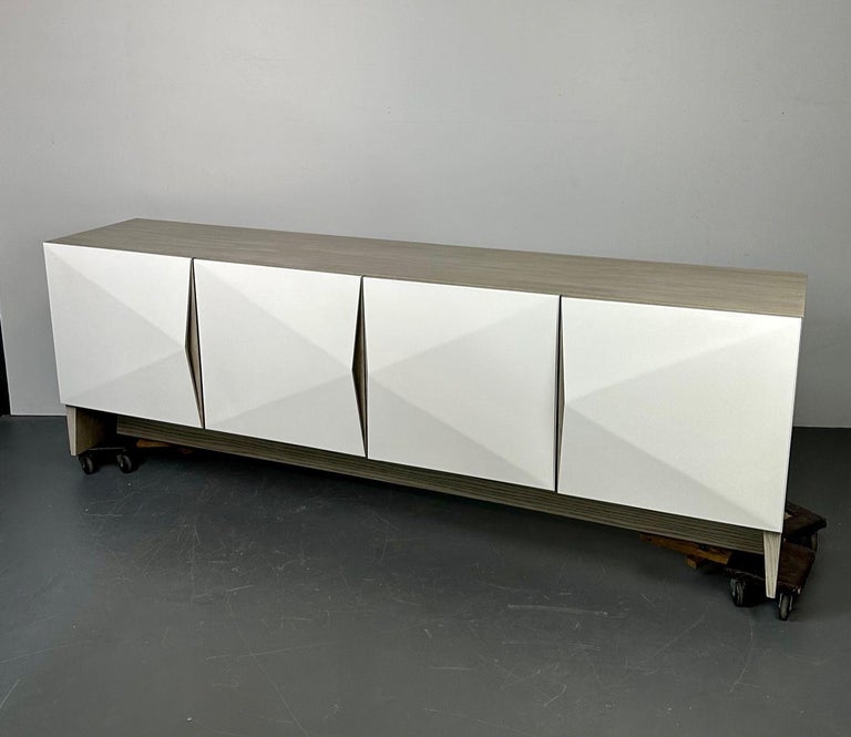 Modern Geometric Ceruse Oak Dresser, Sideboard, Cabinet, White ...