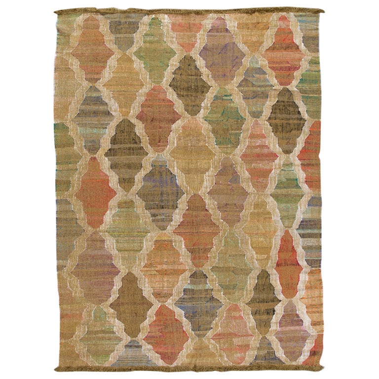 Modern Geometric Flatweave Handmade Multicolor Wool Rug For Sale at 1stDibs