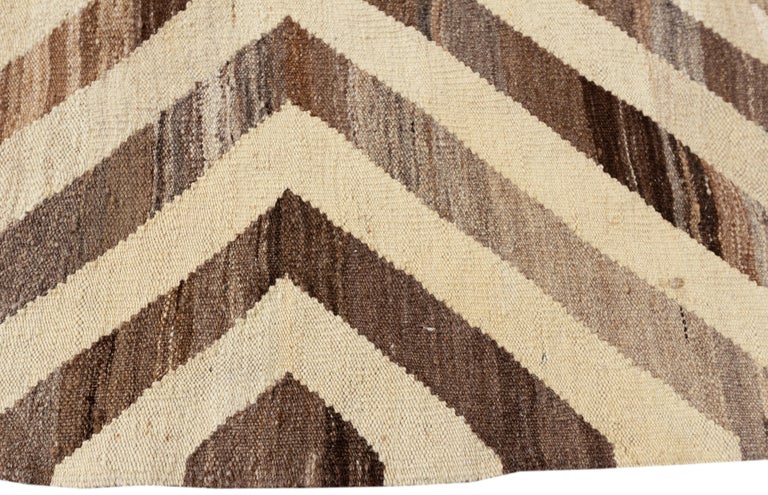 Modern Geometric Kilim Handmade Wool Rug For Sale at 1stDibs