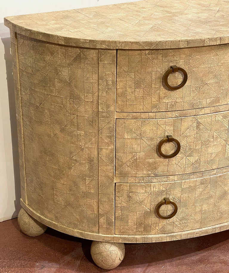 Modern Geometric Leather Mosaic Commode by Henredon For Sale at 1stDibs