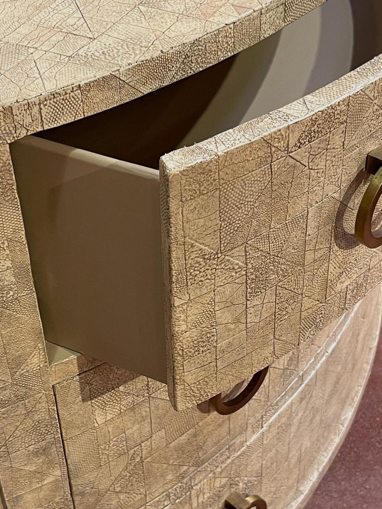 Modern Geometric Leather Mosaic Commode by Henredon For Sale at 1stDibs