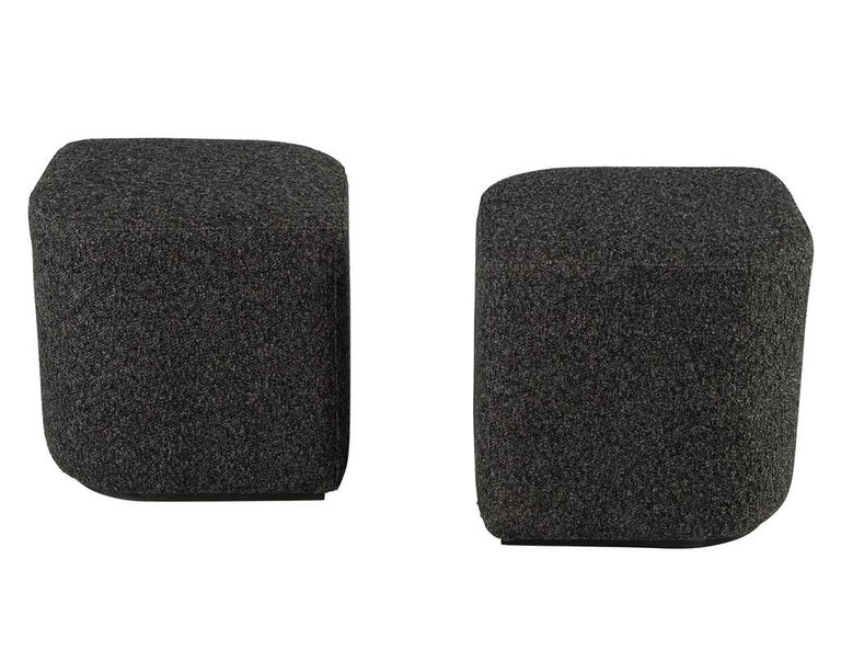 Modern Geometric Ottomans in Textured Fabric For Sale at 1stDibs