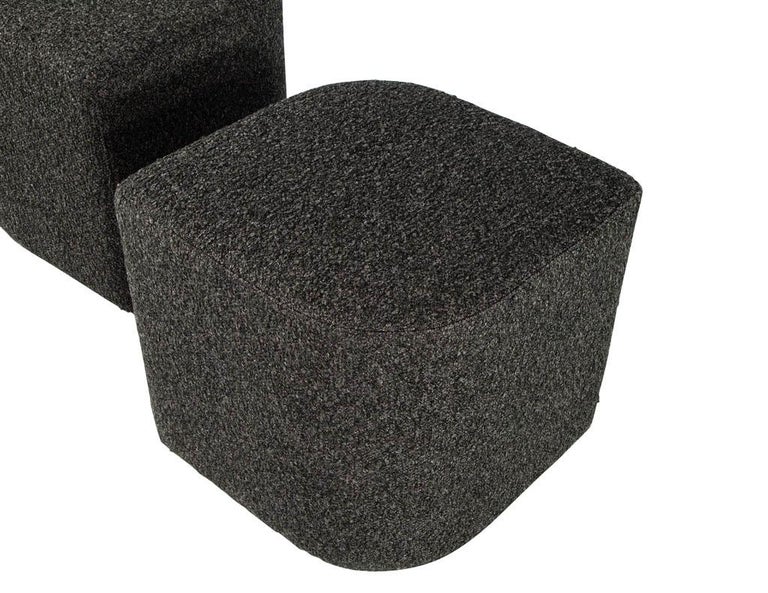 Modern Geometric Ottomans in Textured Fabric For Sale at 1stDibs