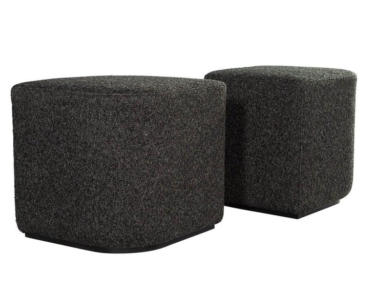 Modern Geometric Ottomans in Textured Fabric For Sale at 1stDibs