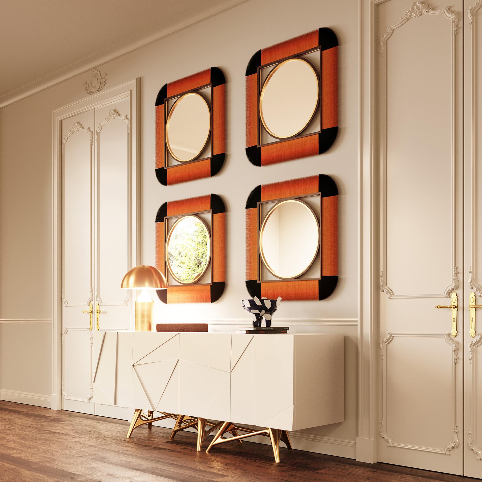 Modern Geometric Pink Sideboard, Gloss Beige Red Lacquer and Black ...