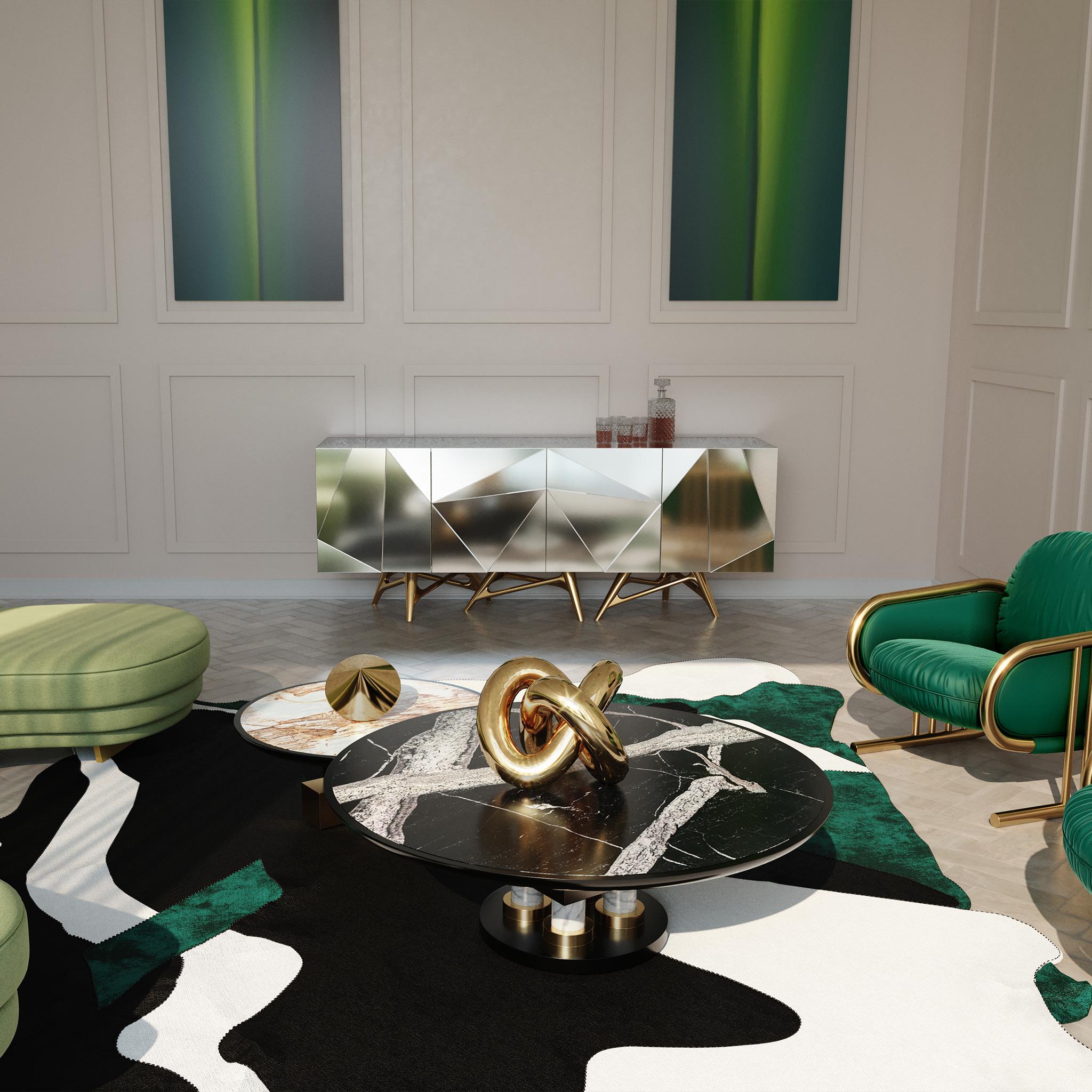 Modern Geometric Pink Sideboard, Gloss Beige Red Lacquer and Black ...