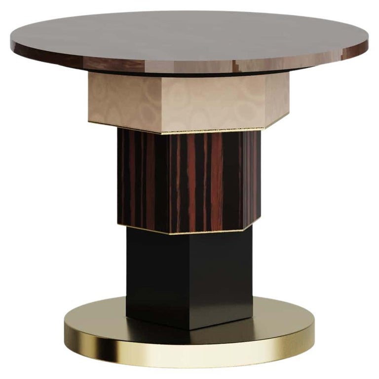 Modern Geometric Round Side Table Maximalist Style Center Table Oak For ...