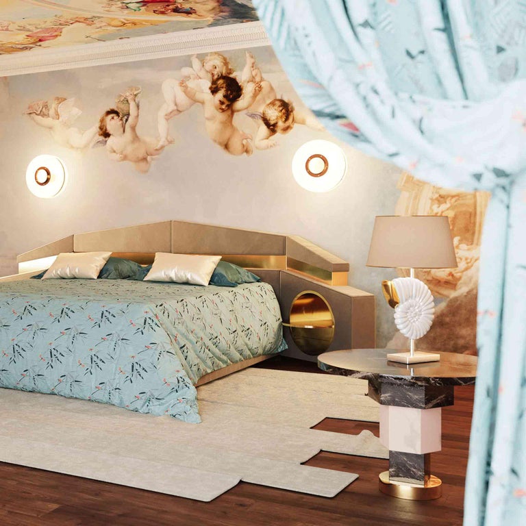 Modern Geometric Round Side Table Memphis Design Style Black and Pink ...