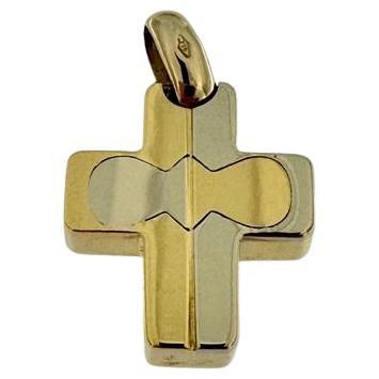 Modern German Cross 18 Karat Yellow and White Gold For Sale at 1stDibs