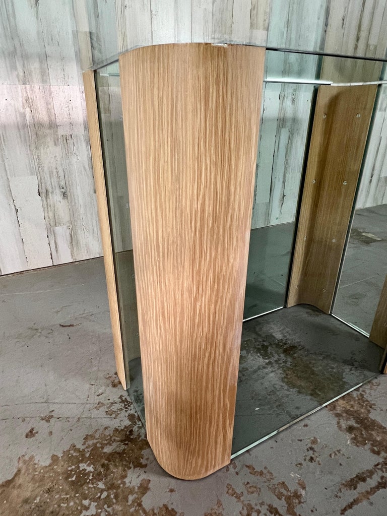 Modern Glass and Oak Dining Table For Sale at 1stDibs
