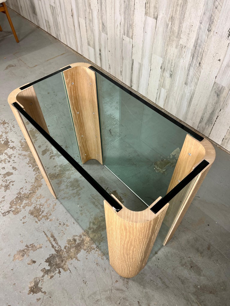 Modern Glass and Oak Dining Table For Sale at 1stDibs