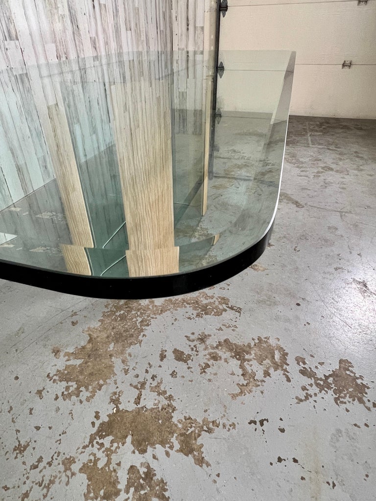 Modern Glass and Oak Dining Table For Sale at 1stDibs