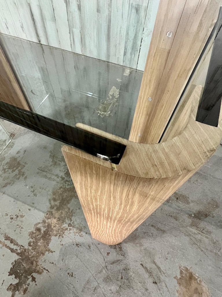 Modern Glass and Oak Dining Table For Sale at 1stDibs
