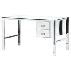 Chrome and Glass Desk at 1stdibs