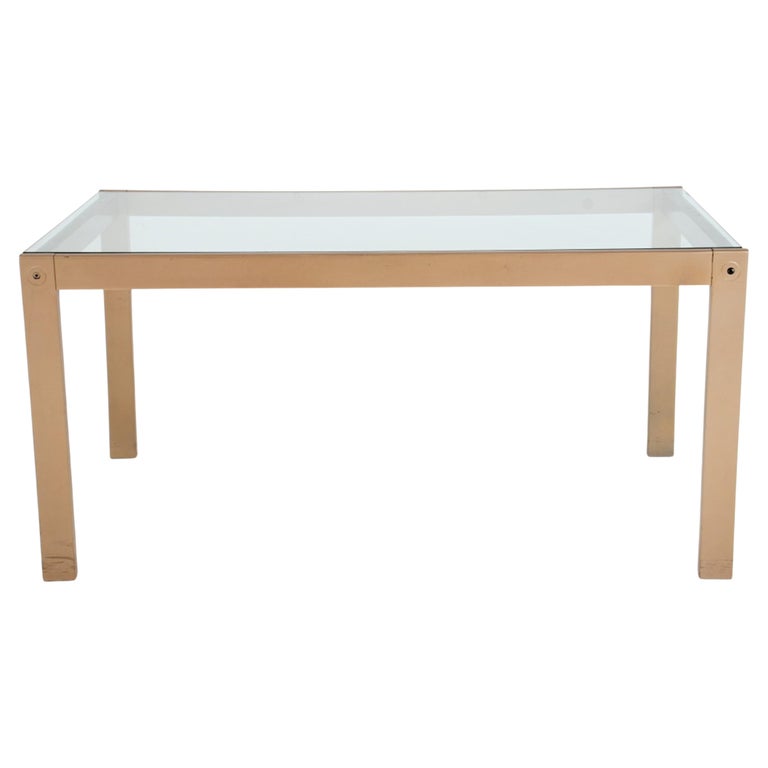 Modern Glass Inset Enamelled Frame Dining Table For Sale at 1stDibs