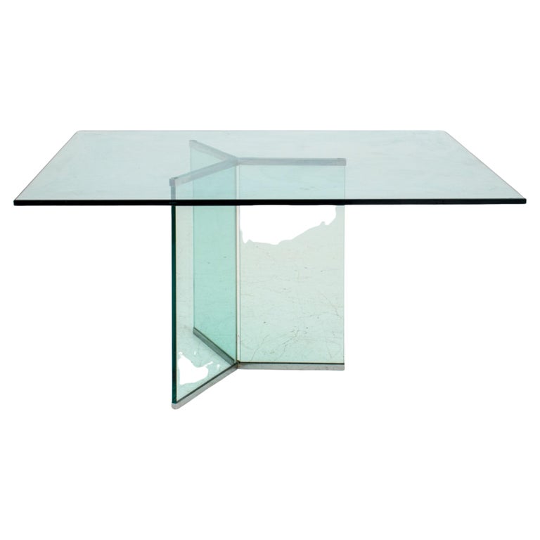 Modern Glass Rectangular Dining Table For Sale at 1stDibs
