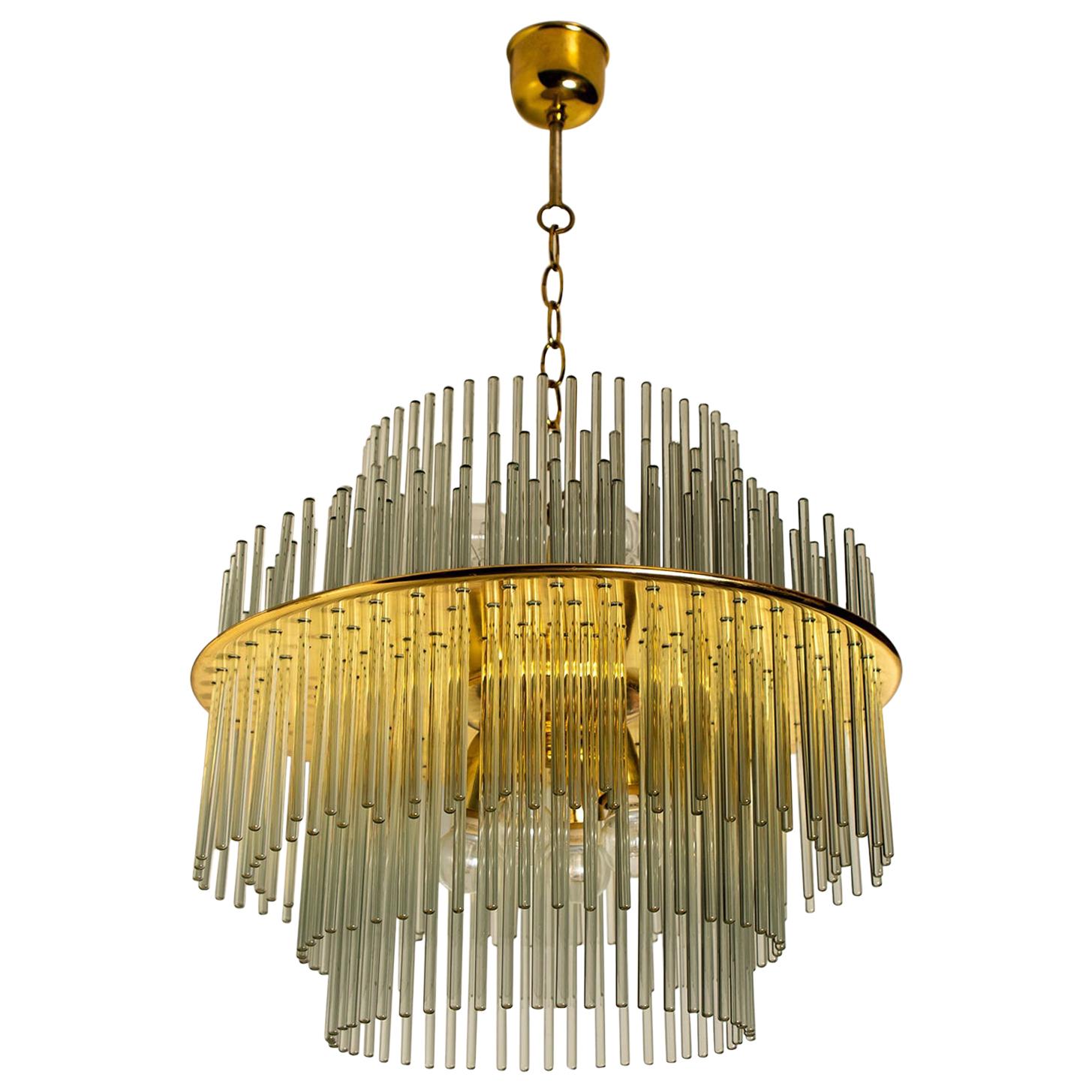 Mid Century Modern Glass Rod Waterfall Chandelier by Sciolari for ...