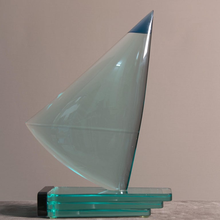 Modern Glass Sailboat Sculpture Signed Giorgio Berlini at 1stDibs