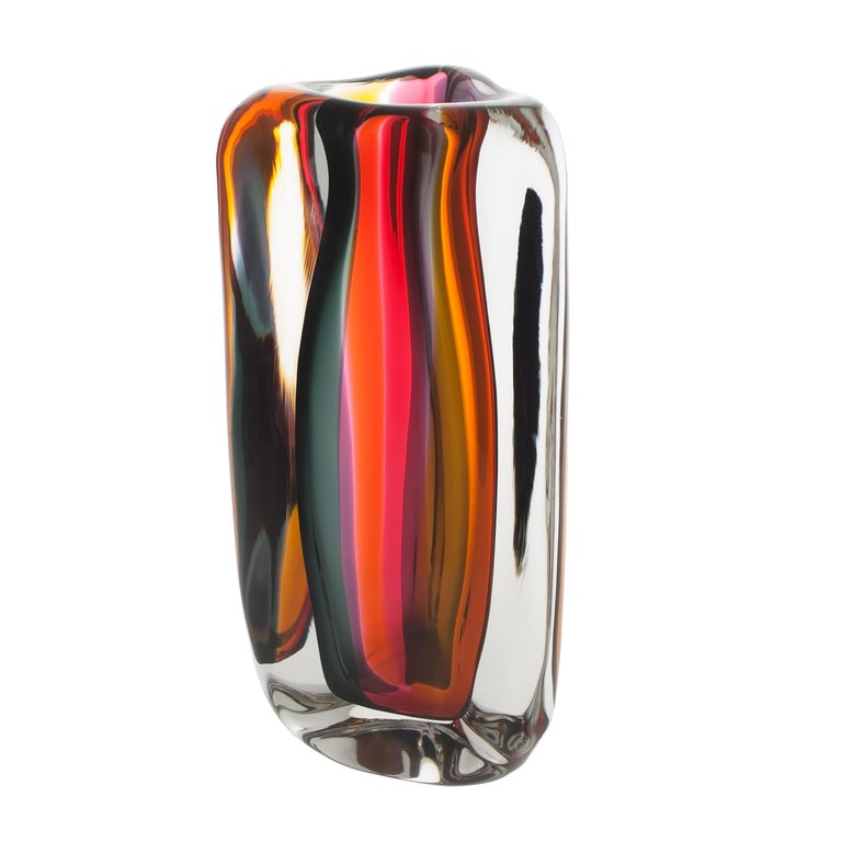 Modern Glass Vase, Sunrise Tall Triangle by Siemon and Salazar - Made ...