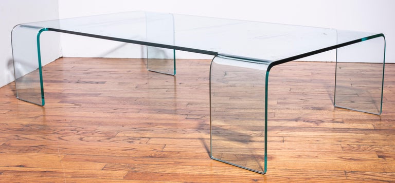 Modern Glass Waterfall Cocktail Table at 1stDibs | square glass ...