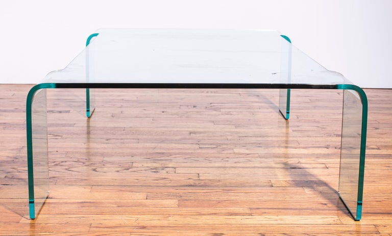 Modern Glass Waterfall Cocktail Table at 1stDibs | square glass ...