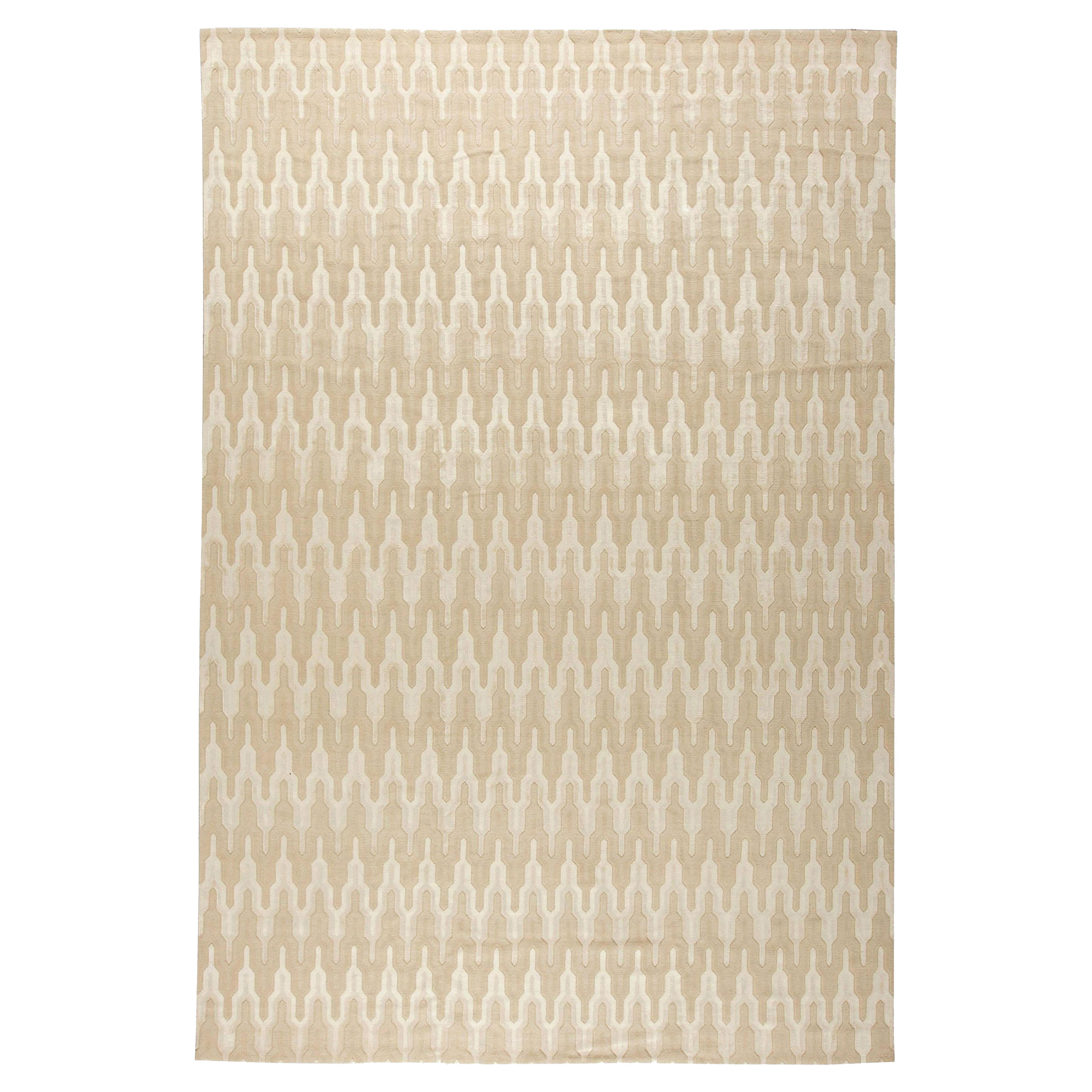 Large Square Modern Rug with Minimalist Design in off White and Beige ...