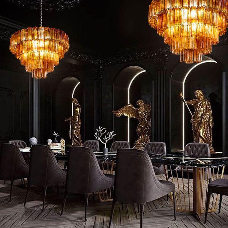 Modern Gold Amber Color Murano Glass Chandelier or Flushmount, 1970 For ...