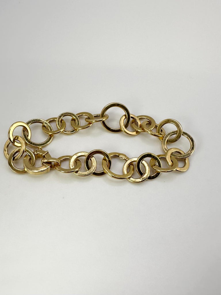Modern Gold Bracelet Large Links Bracelet 14 Karat For Sale at 1stDibs