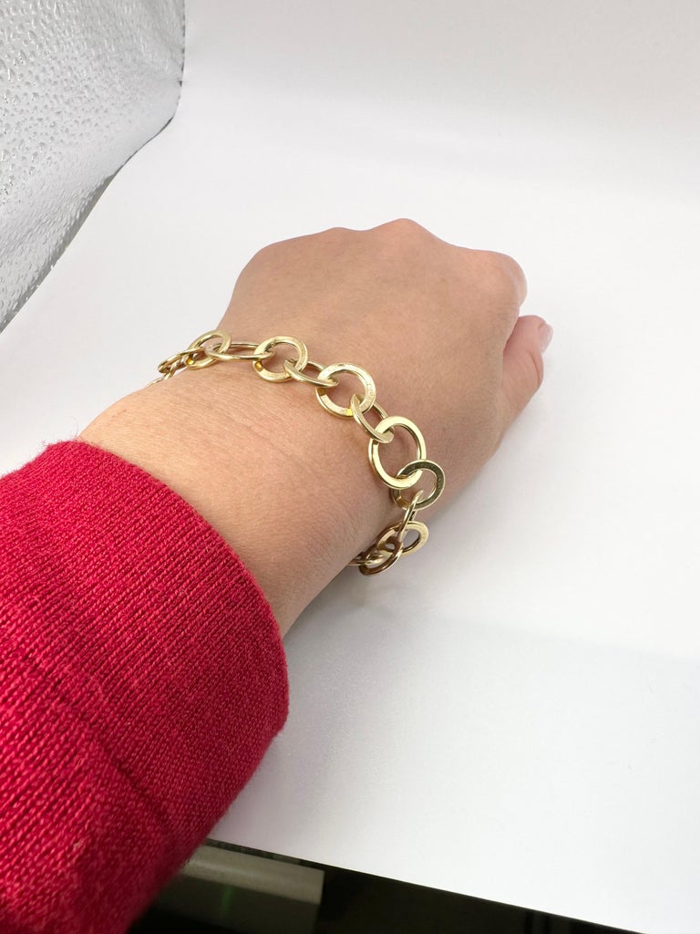 Modern Gold Bracelet Large Links Bracelet 14 Karat For Sale at 1stDibs
