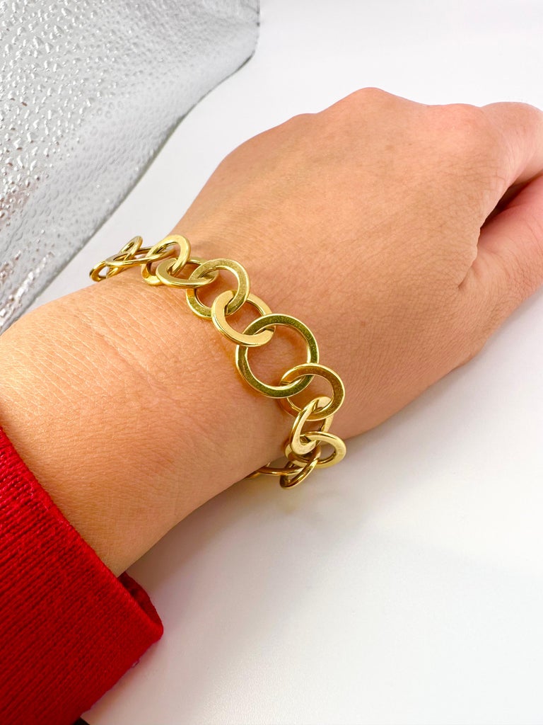 Modern Gold Bracelet Large Links Bracelet 14 Karat For Sale at 1stDibs