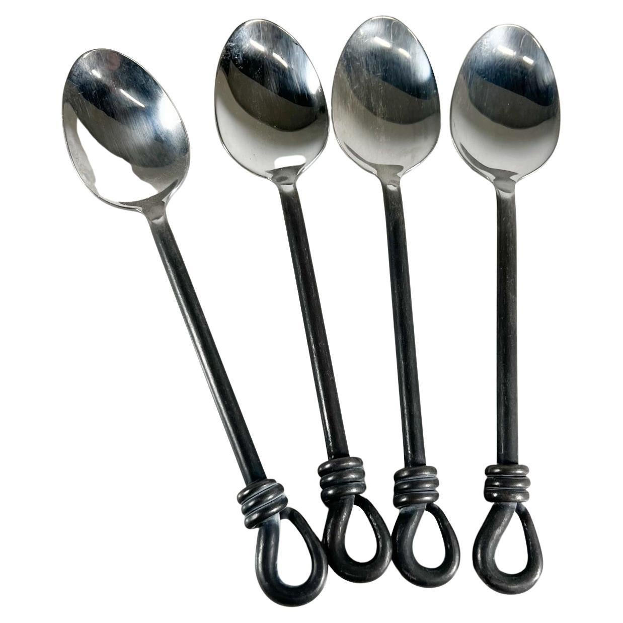 Gio Ponti Stainless Flatware Set of Four Diamond Soup Spoons for Reed ...
