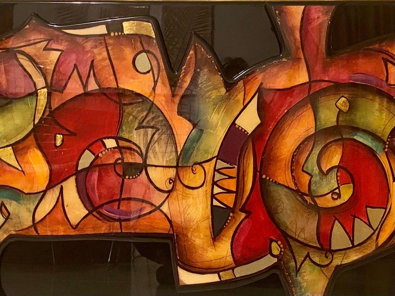 Modern Graffiti Geometric Swirls of Color on Acrylic 3D Mounted Wall ...