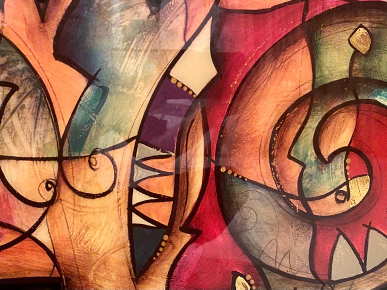 Modern Graffiti Geometric Swirls of Color on Acrylic 3D Mounted Wall ...