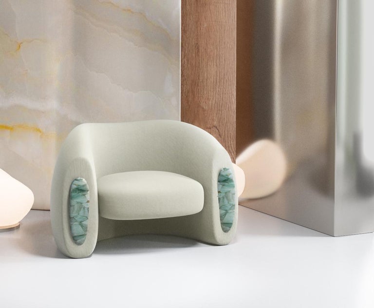 Modern Green Handmade Round Armchair Stone Quartz by Alter Ego Studio ...