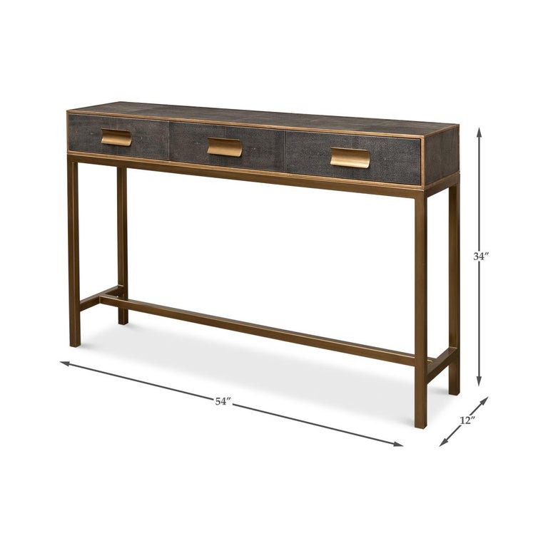 Modern Grey Leather Wrapped Console For Sale at 1stDibs