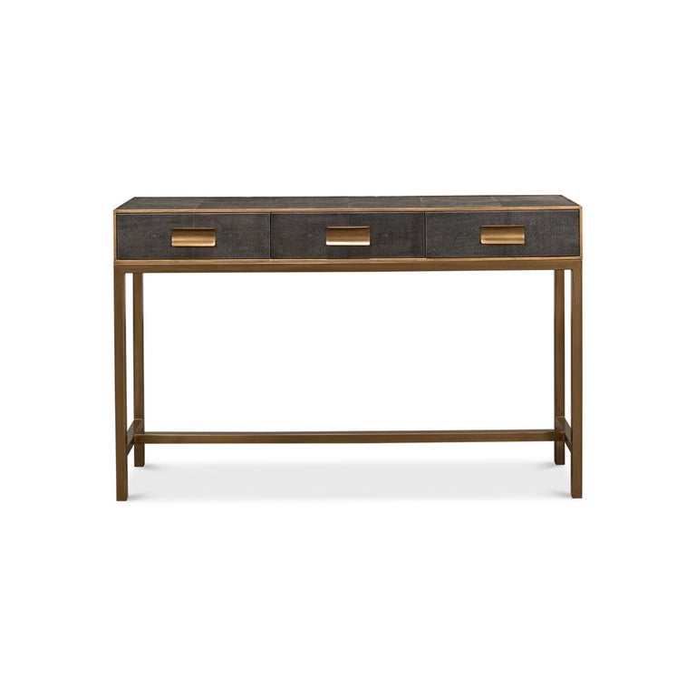 Modern Grey Leather Wrapped Console For Sale at 1stDibs