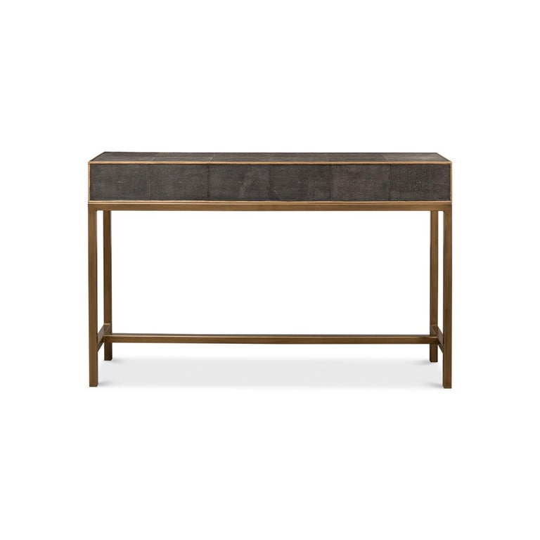 Modern Grey Leather Wrapped Console For Sale at 1stDibs