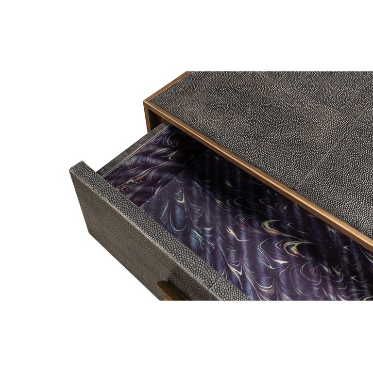 Modern Grey Leather Wrapped Console For Sale at 1stDibs