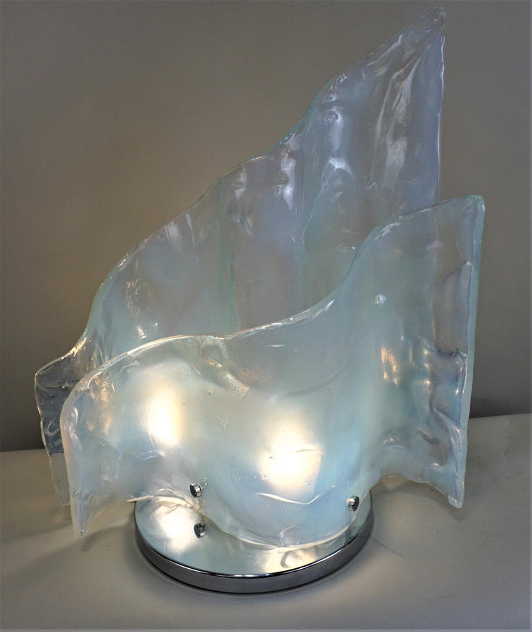 Modern Hand Blown Opaline Glass Sculpture Table Lamp For Sale at 1stDibs