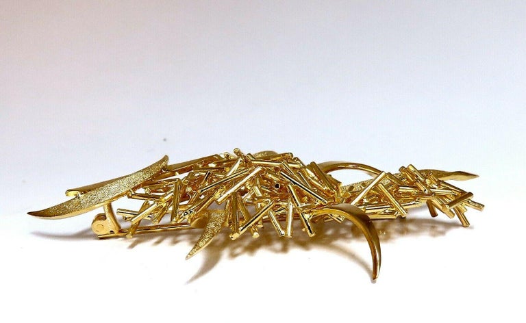 Modern Handmade Fused Gold Sticks Pin 18 Karat For Sale at 1stDibs