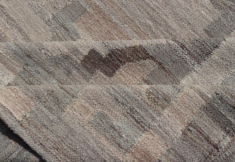 Modern Hand-Woven Kilim with Geometric Design and Greek Key Border in ...