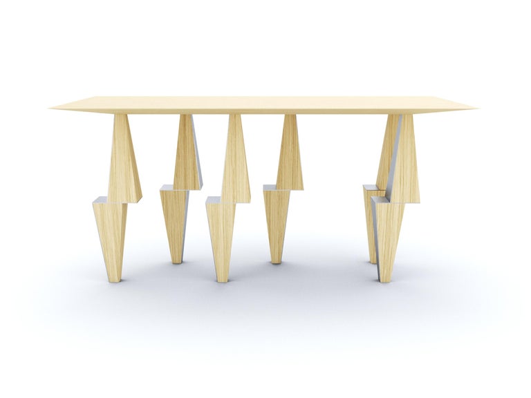 Geometric Pyramid Console Table White Oak Wood by Ana Volante For Sale ...
