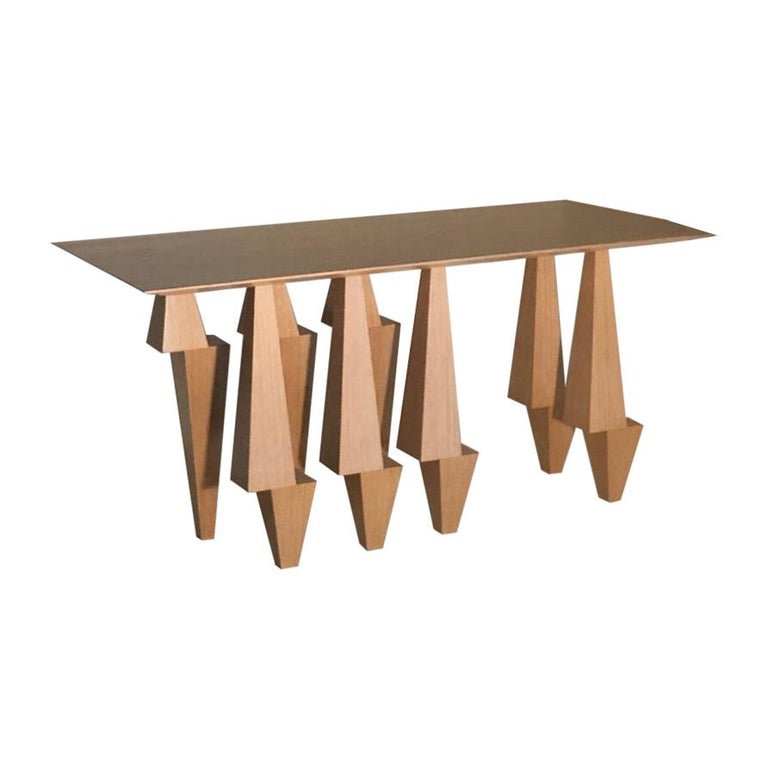 Geometric Console Table White Oak Wood by Ana Volante Pyramid For Sale ...