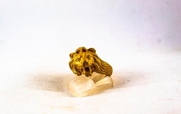 Modern Handcrafted Yellow Gold "Lion" Cocktail Ring at 1stDibs