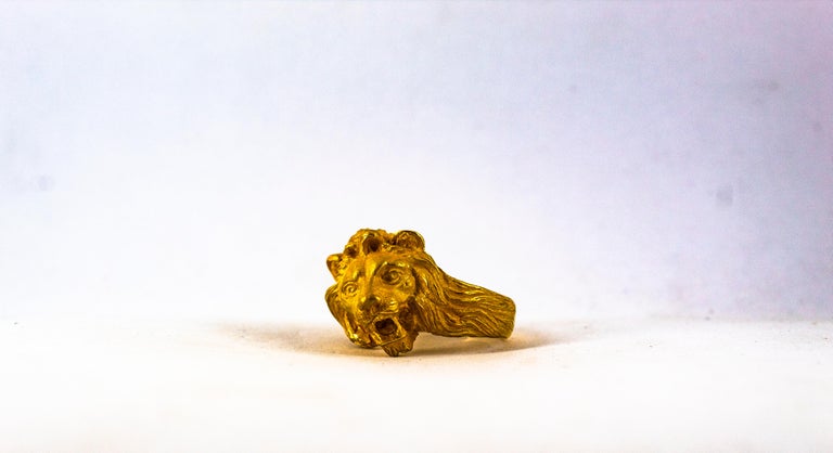 Modern Handcrafted Yellow Gold "Lion" Cocktail Ring at 1stDibs