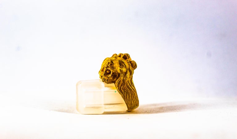 Modern Handcrafted Yellow Gold "Lion" Cocktail Ring at 1stDibs