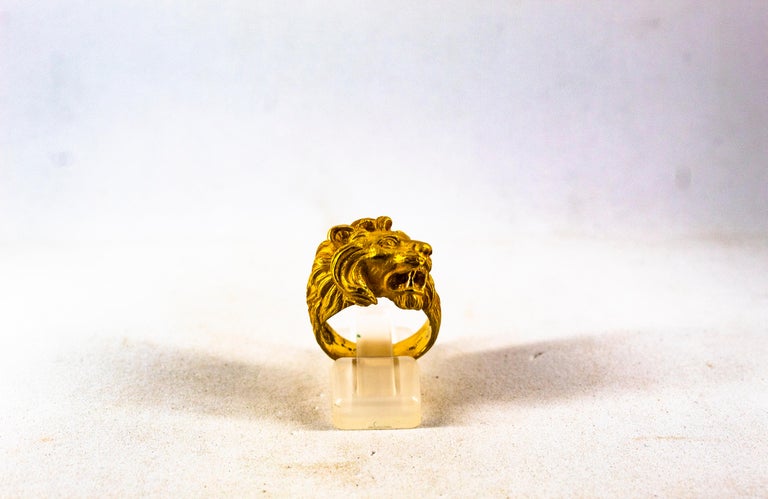 Modern Handcrafted Yellow Gold "Lion" Cocktail Ring at 1stDibs